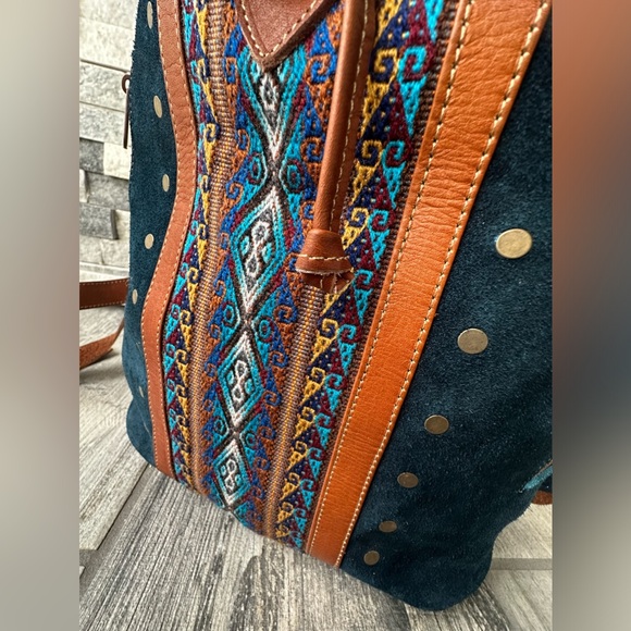 Leather | Bags | Boho Leather Suede Bucket Style Backpackethnic ...